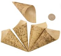 China Eco Friendly Bamboo Leaf Disposable Serving Cone For Party Canape Snacks for sale