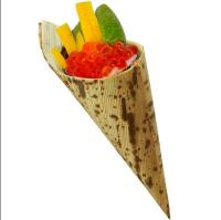 China Eco Friendly Bamboo Leaf Disposable Serving Cone For Party Canape Snacks for sale
