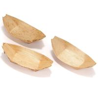 China Biodegradable Disposable Serving Cone Bamboo Leaf Plate Boat For Sushi Food for sale