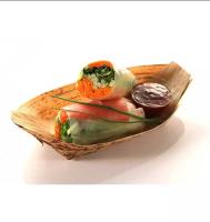 China Biodegradable Natural Bamboo Leaf Bowl Bamboo Boat Plate For Party for sale