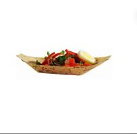 China Biodegradable Natural Bamboo Leaf Bowl Bamboo Boat Plate For Party for sale