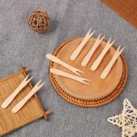 China 85mm Birchwood Compostable Disposable Wooden Utensils Chip Forks Bulk For Fruit Snack for sale