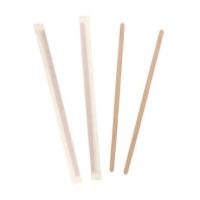China Disposable Wrapped Wooden Coffee Stir Sticks 110mm 4.3inch For Cocktail Party for sale