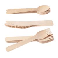China 140mm Disposable Wooden Utensils Knives And Forks Canteen Supplies for sale