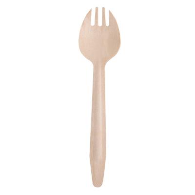 China Disposable Birchwood Wooden Eco Friendly Spork 165mm For Takeaway Packaging for sale