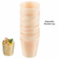 China Eco Friendly Pine Wooden Mini Disposable Trifle Cups For Food Dessert 4.5cm for sale