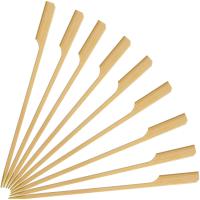 China Teppo Barbecue Bamboo Food Picks Long Wooden Skewers With Customized Logo for sale