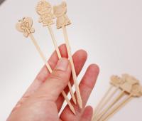 China 12cm Cocktail Bamboo Food Picks Bulk Wooden Cutlery Reusable for sale