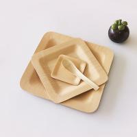 China Biodegradable Square Disposable Bamboo Plates 5 inch for Restaurant for sale