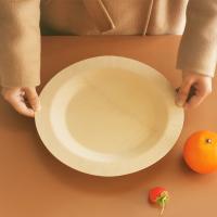 China Organic Disposable Round Bamboo Fiber Plates Tableware 23cm for sale