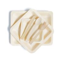China Square biodegradable Birch Wooden Disposable Party Bowls Tableware 8.5 Inch for sale