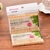 China 500 Pcs Premium Natural Bamboo Dental Round Wooden Toothpicks With Poly Bag for sale