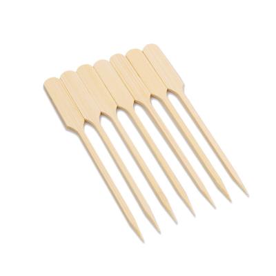 China Customized 9cm Disposable Barbeque Bamboo Paddle Picks Flat Top for sale