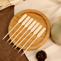China Customized 9cm Disposable Barbeque Bamboo Paddle Picks Flat Top for sale
