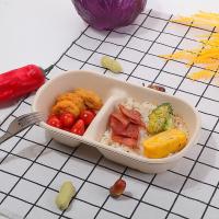China Disposable White Sugarcane Bagasse Food Trays 2 Compartment for sale