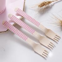 China 160mm Dinner Cake Pink Wooden Cutlery Utensils For Celebration for sale