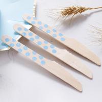 China Dotty  160 mm Disposable Blue Wooden Cutlery Kit Biodegradable Utensils For Birthday Dinner for sale