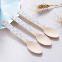 China Dotty  160 mm Disposable Blue Wooden Cutlery Kit Biodegradable Utensils For Birthday Dinner for sale
