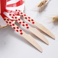 China Eco Friendly 160MM  Red Dots Wooden Cutlery Knife Fork Spoon Uensils Set for sale