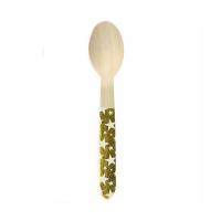 China Bling Golden Star Wooden Party Birthday Disposable Cutlery Tableware for sale