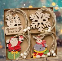 China Decorative Christmas Engraved Wooden Gift Tags Set Box for sale