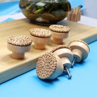 China Round Wooden Drawer Knobs Pulls For Furniture Woven Cabinet Knobs for sale