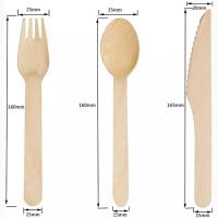 China 160 mm 100% disposable  wooden knife fork spoon brown napkin pepper wrapped individually can be customized logo for sale