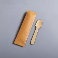 China 100 Pack Mini Wooden Spoons Disposable Square End Tasting Spoon Small for Ice Cream for sale