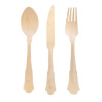 China Biodegradable Disposable 200mm Wooden Knife Fork Spoon Birch Wood With Napkin Wrapped for sale