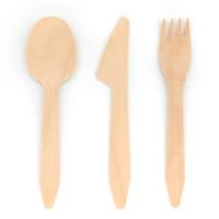 China Disposable Biodegradable 185mm Wooden Strong Knife Fork And Spoon Old Style for sale