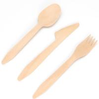 China Disposable Biodegradable 185mm Wooden Strong Knife Fork And Spoon Old Style for sale