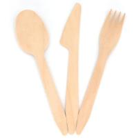 China Disposable Biodegradable 185mm Wooden Strong Knife Fork And Spoon Old Style for sale