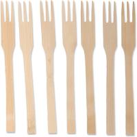 China 14cm Disposable Bamboo Trident Fork 5.5'' For Dessert Cake Dish in Restaurants for sale
