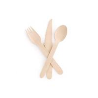 China 16cm Degradable Wooden Spoon Smooth Disposable Cutlery Set Family Party for sale