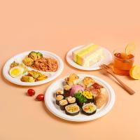 China Disposable Degradable Pulp Plate Bowl Lunch Box 9 Inch Sugarcane Paper Plate for sale