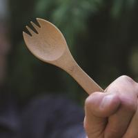 China 13cm Biodegradable Natural Bamboo Spork Small Size For Bar Hotel Kitchen for sale