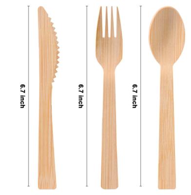 China 100% Bamboo Forks Spoons Knives Cutlery Compostable Biodegradable Utensils Set for sale