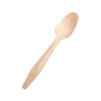 China Disposable Degradable 16cm Wooden Spoon Primary Color Party Camping Easy To Carry for sale