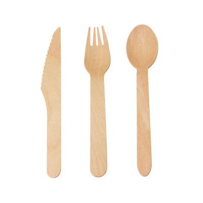 China Disposable Degradable 16cm Wooden Spoon Primary Color Party Camping Easy To Carry for sale