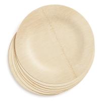 China Biodegradable Round Bamboo Dinner Plates Disposable Food Tableware for sale