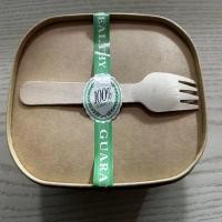 China 17 Cm Disposable Takeaway Brown Rectangle Kraft Paper Food Container With Cutlery Set In Restaurants Fast Food Store for sale