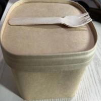 China 17 Cm Disposable Takeaway Brown Rectangle Kraft Paper Food Container With Cutlery Set In Restaurants Fast Food Store for sale