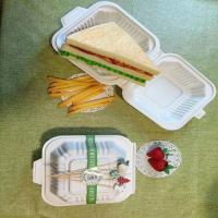 China 800ml Disposable Cornstarch CPLA Food Container Set With Bamboo Pick Customized In Takeout Food Store for sale