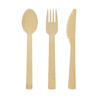 China 100% Natural Eco Friendly Disposable Bamboo Cutlery Set with Pouch Bag for sale