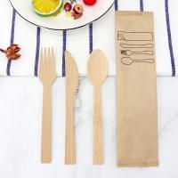 China 100% Natural Eco Friendly Disposable Bamboo Cutlery Set with Pouch Bag for sale