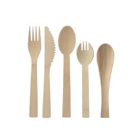 China 17cm Compostable Bamboo Spoon Biodegradable Disposable Spoon With Kraft Paper Bag for sale