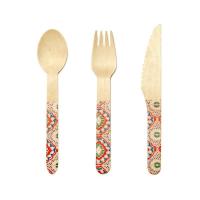 China 160mm Disposable Dyeing Wooden Cutlery Pink Utensils For Party for sale