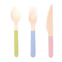 China 160mm Disposable Dyeing Wooden Cutlery Pink Utensils For Party for sale