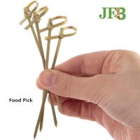 China Cocktail Supplies Disposable Bamboo Knot Skewers Picks 10cm 50 Pack for sale