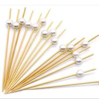 China White Pearl Disposable Decorative Bamboo Picks For Cocktail Party 12CM for sale